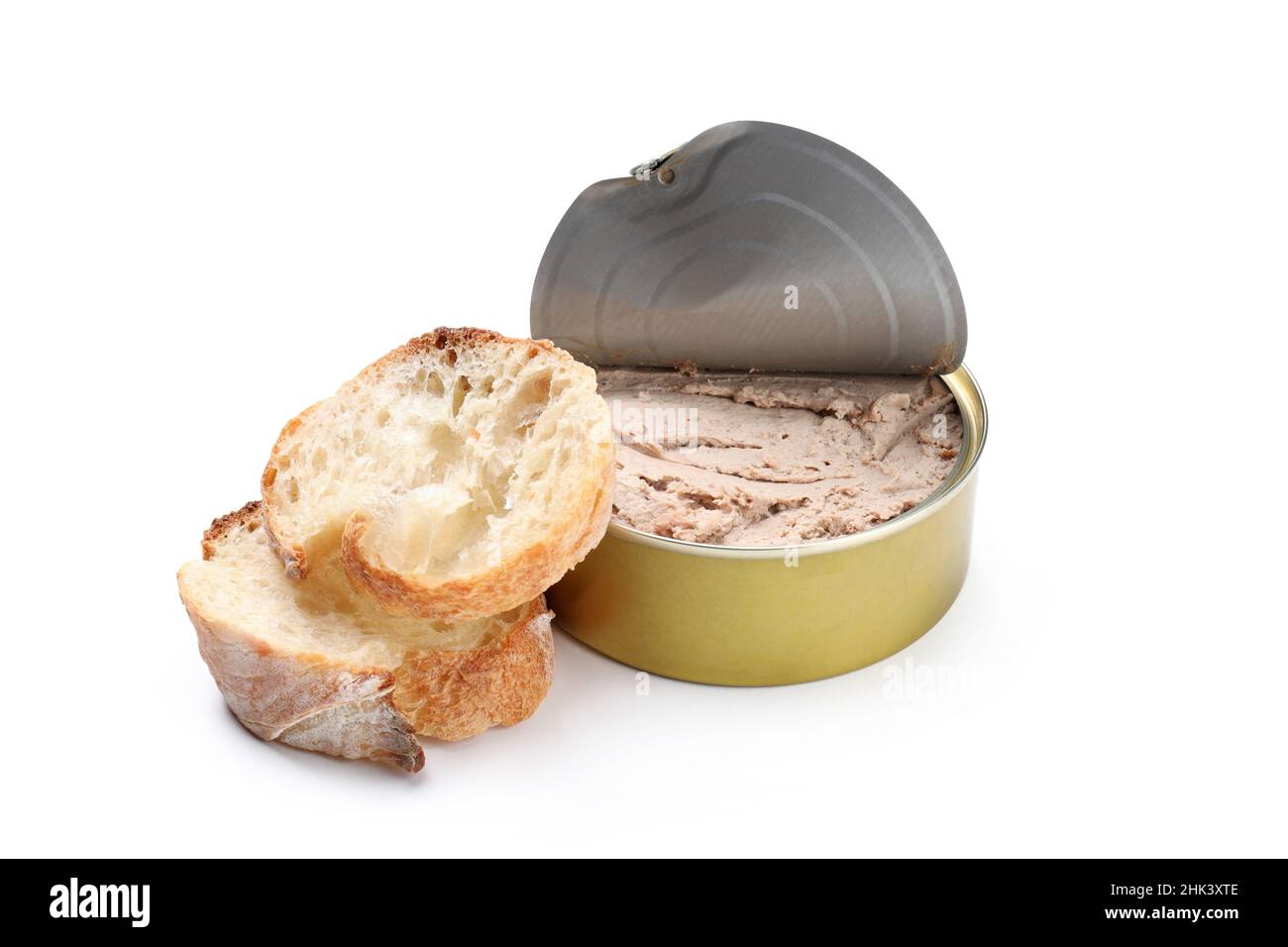 Baguette slices and pate isolated on white background Stock Photo - Alamy