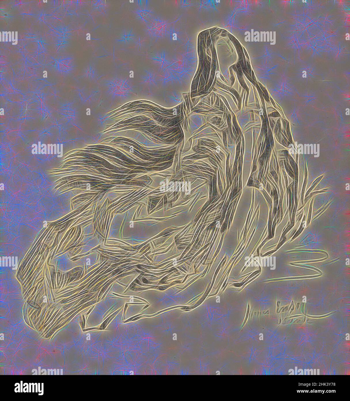 Inspired by Chinoiserie, a woman, James Ensor, 1885, drawing, 1885, Belgian Art, Reimagined by ...