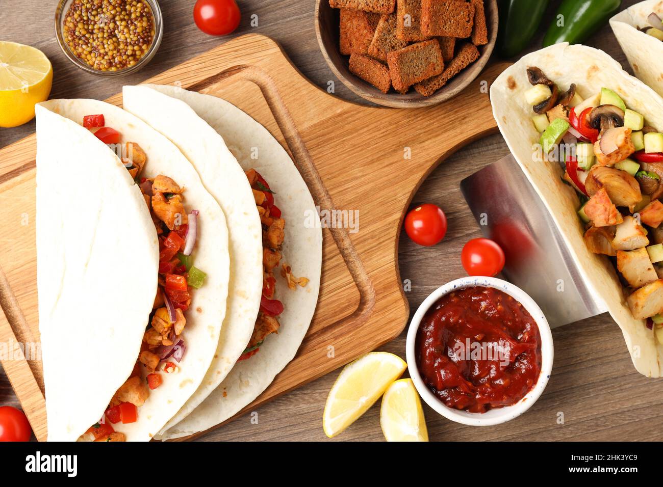 Concept of tasty food with taco close up Stock Photo - Alamy