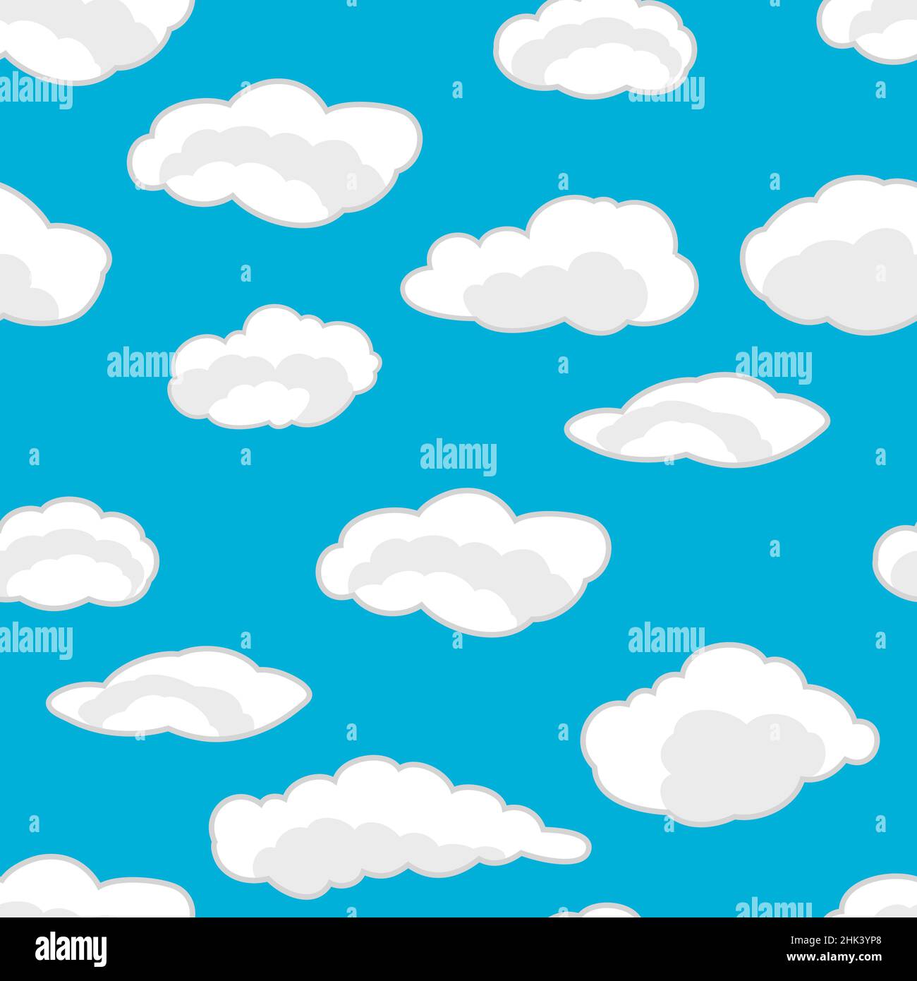 Seamless fluffy cloudy background. Cartoon air design. Vector ...