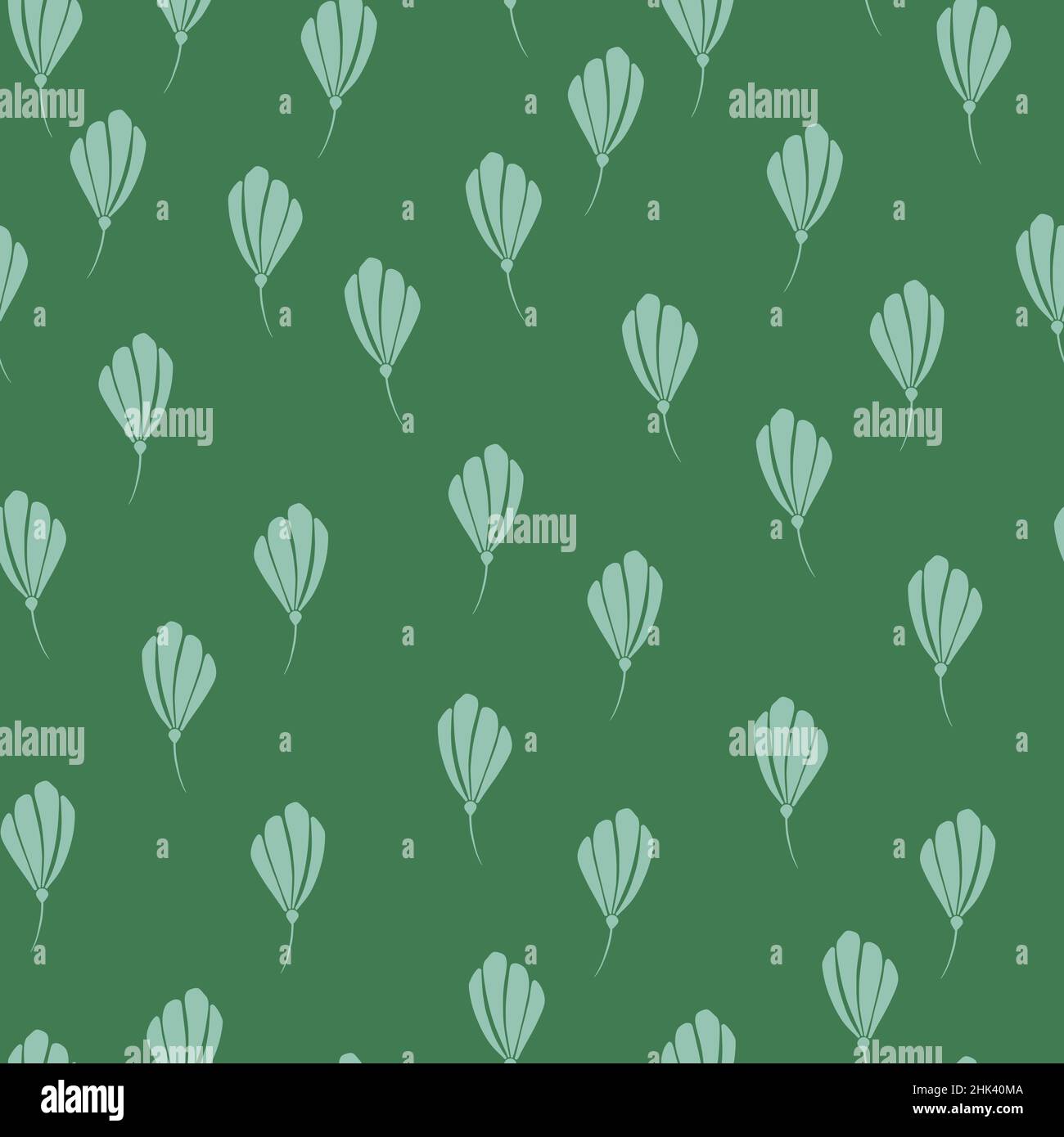 Decorative seamless pattern with little random flowers blue silhouettes ...