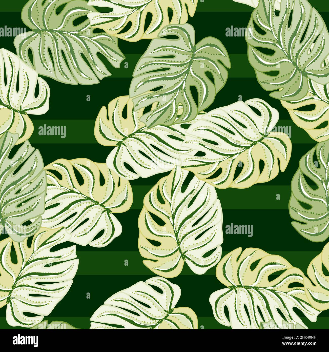 Random hand drawn exotic monstera silhouettes seamless pattern. Bright ...
