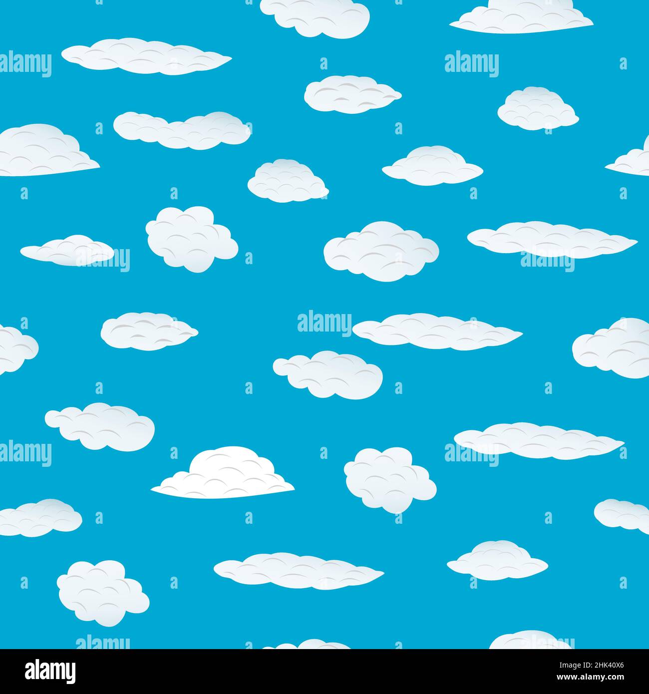 Seamless fluffy cloudy background. Cartoon air design. Vector ...