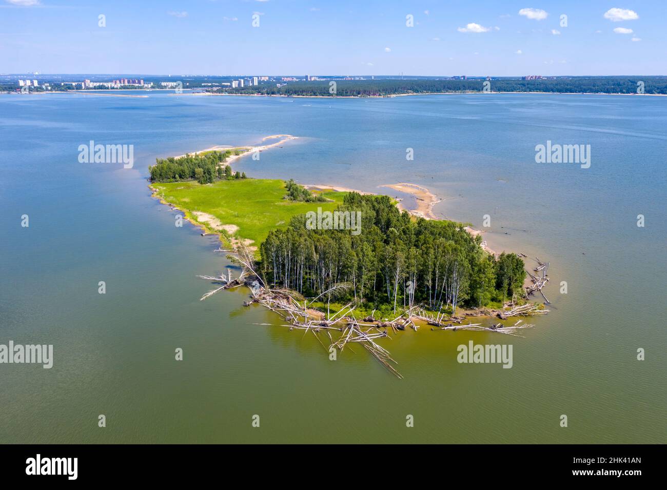 Aerial view of the island on the Ob River in Siberia in summer Stock ...