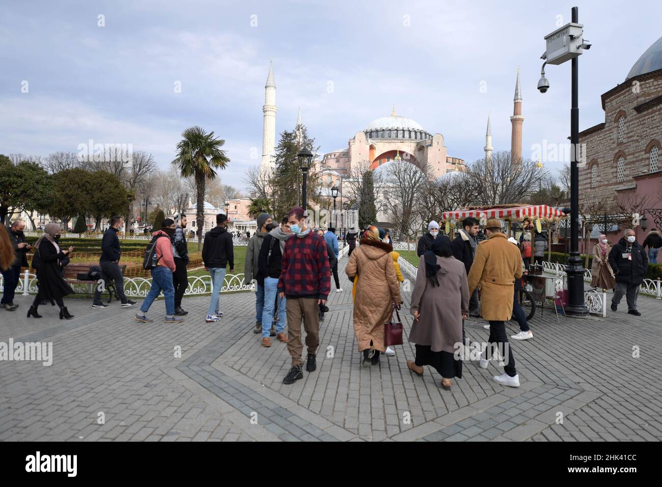 Istanbul, Turkey. 1st Feb, 2022. Tourists visit the Hagia Sophia Museum ...