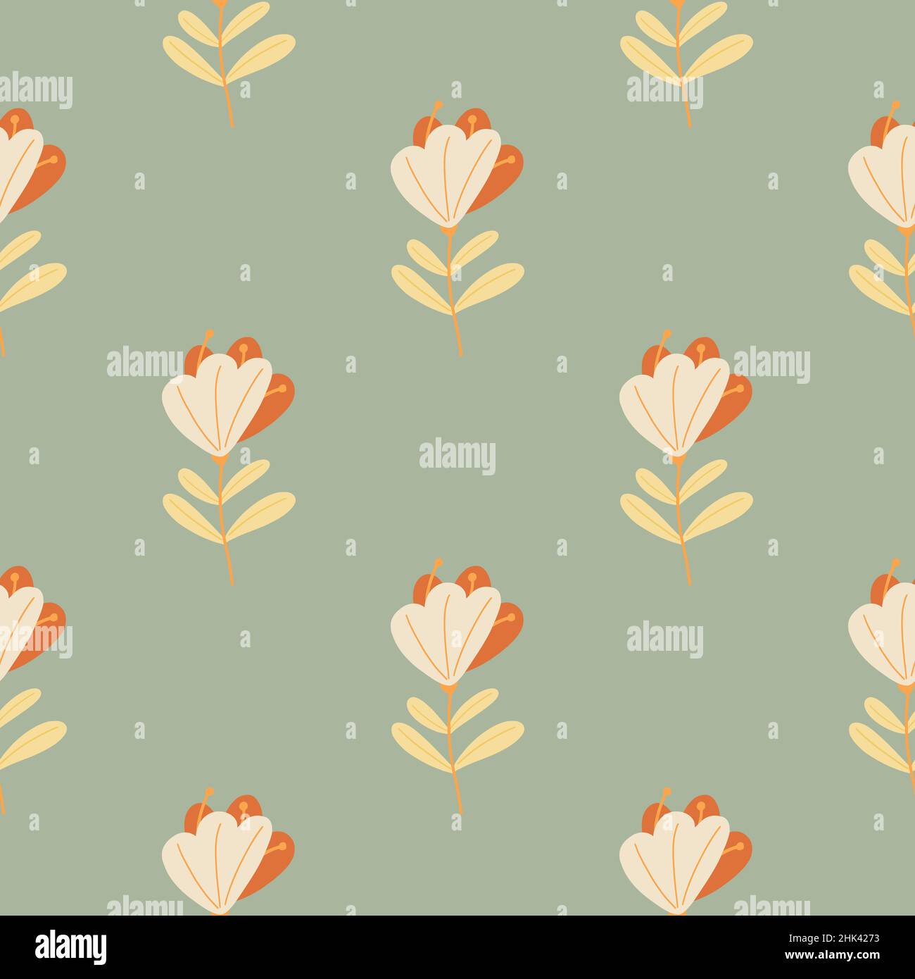 Abstract flowers elements seamless pattern. Spring floral backdrop ...