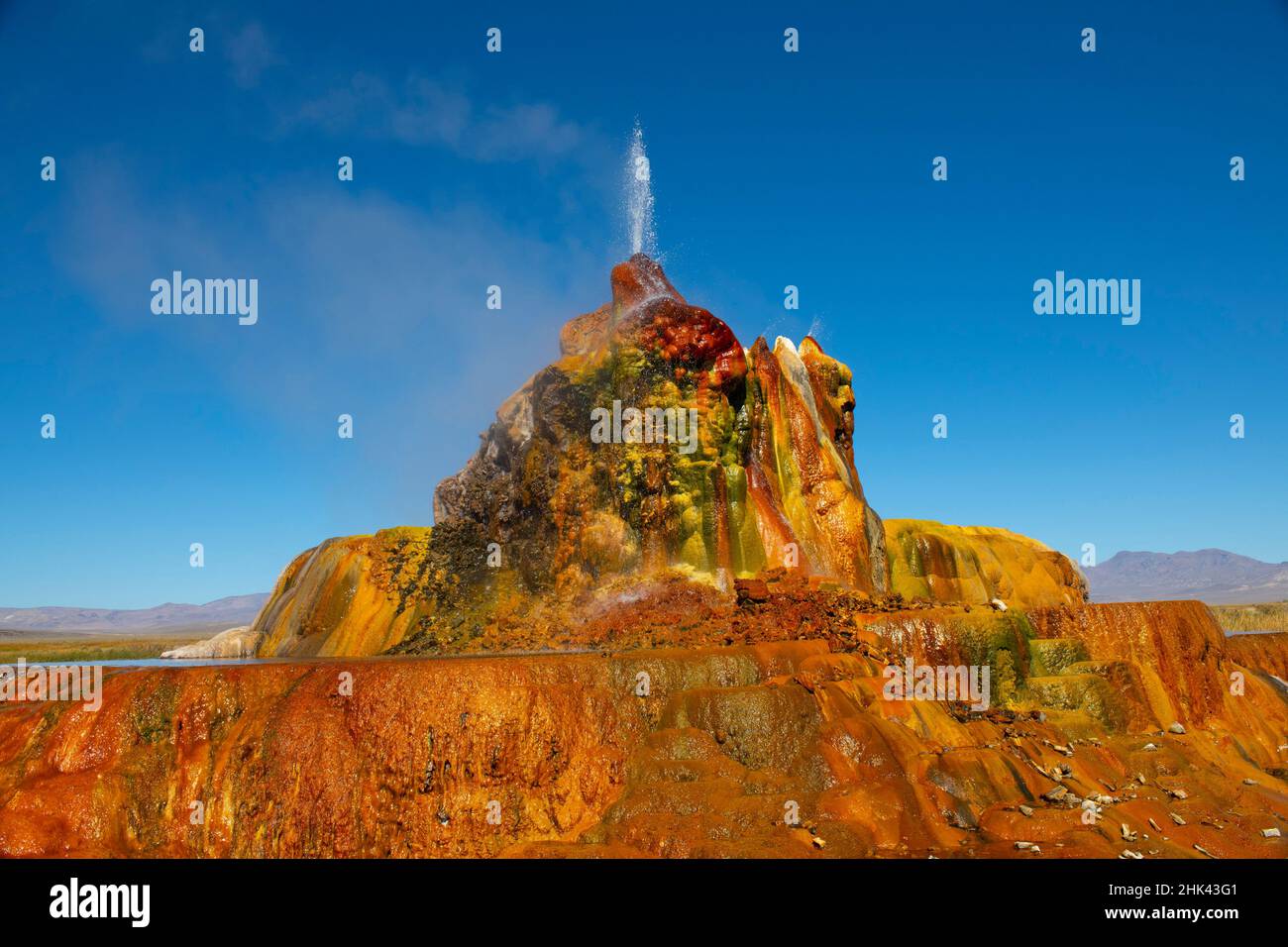 USA, Nevada, Black Rock Desert, Fly Geyser a rainbow of colors Stock ...