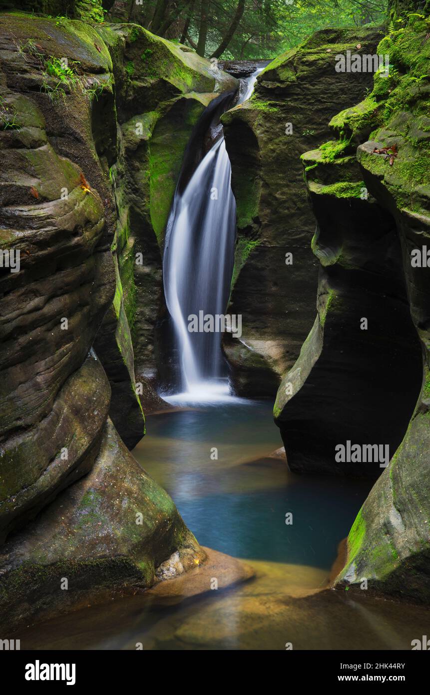 Robinson Falls, also known as Corkscrew Falls, carves through a small ...