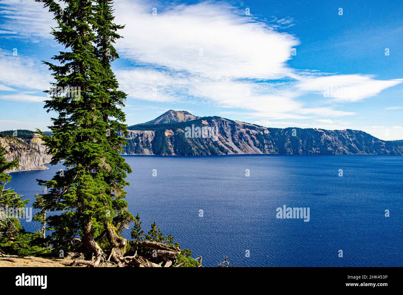 USA, Oregon, Crater Lake National Park, Lake panoramic from Pumice ...