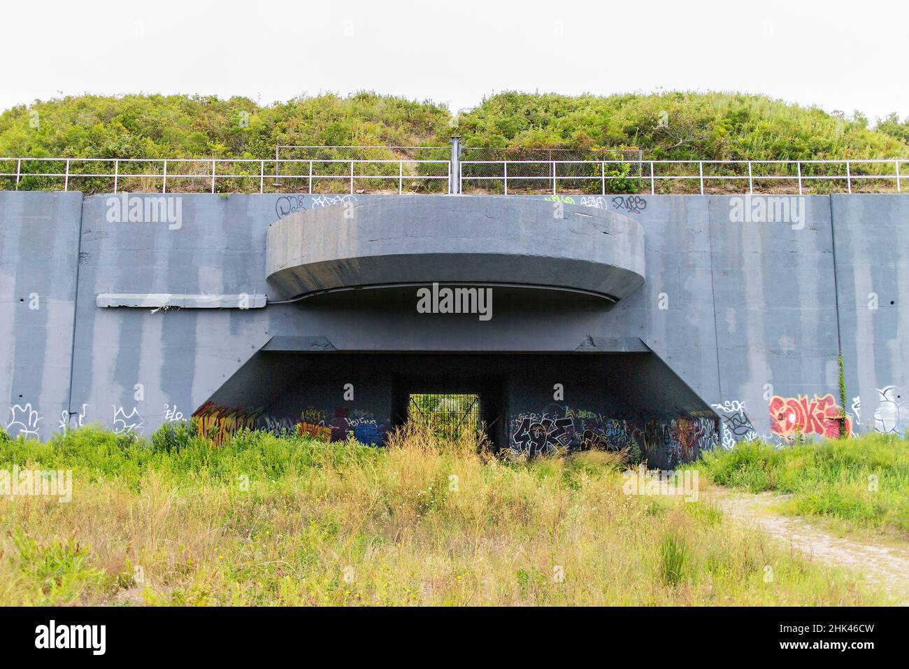 One of the abandoned fortified gun battery positions of Fort Tilden ...