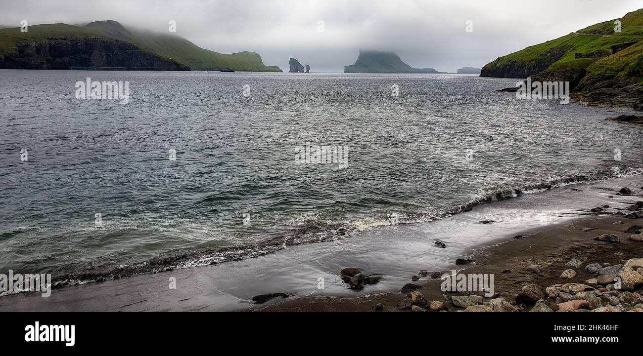 Bour beach on Vagar island, Faroe Islands, Denmark. Landscape ...