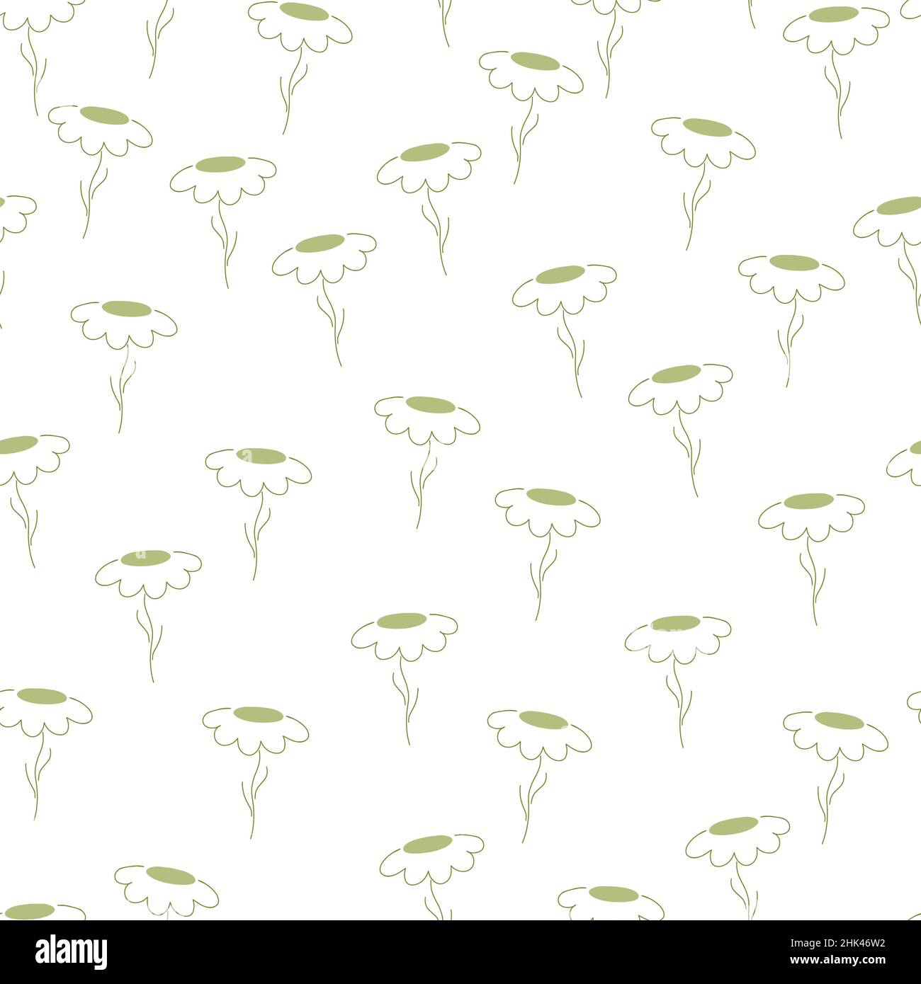 Isolated seamless pattern with doodle outline chamomile flowers shapes ...