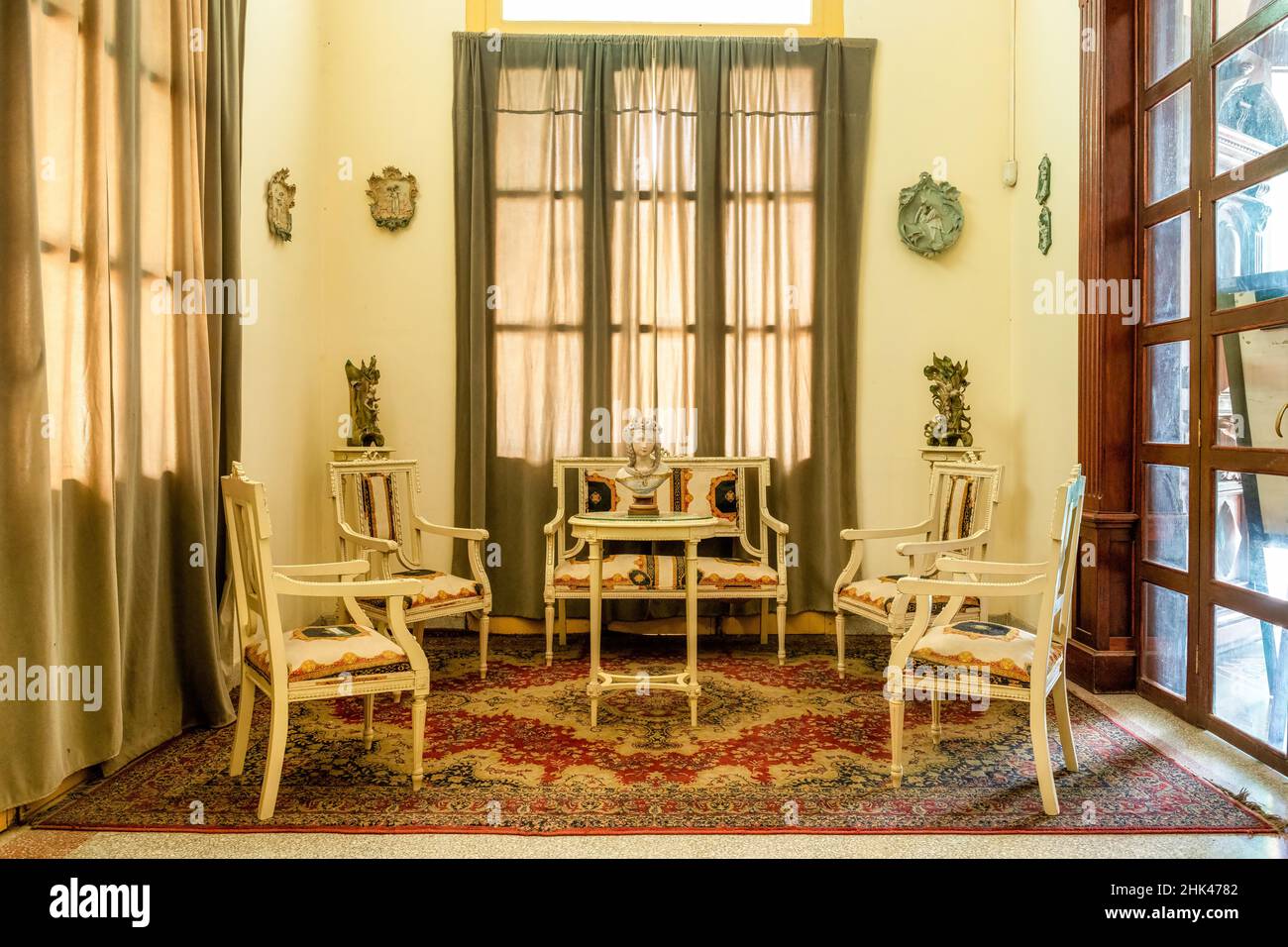 Colonial wooden furniture in room in the Decorative Arts Museum. The ...