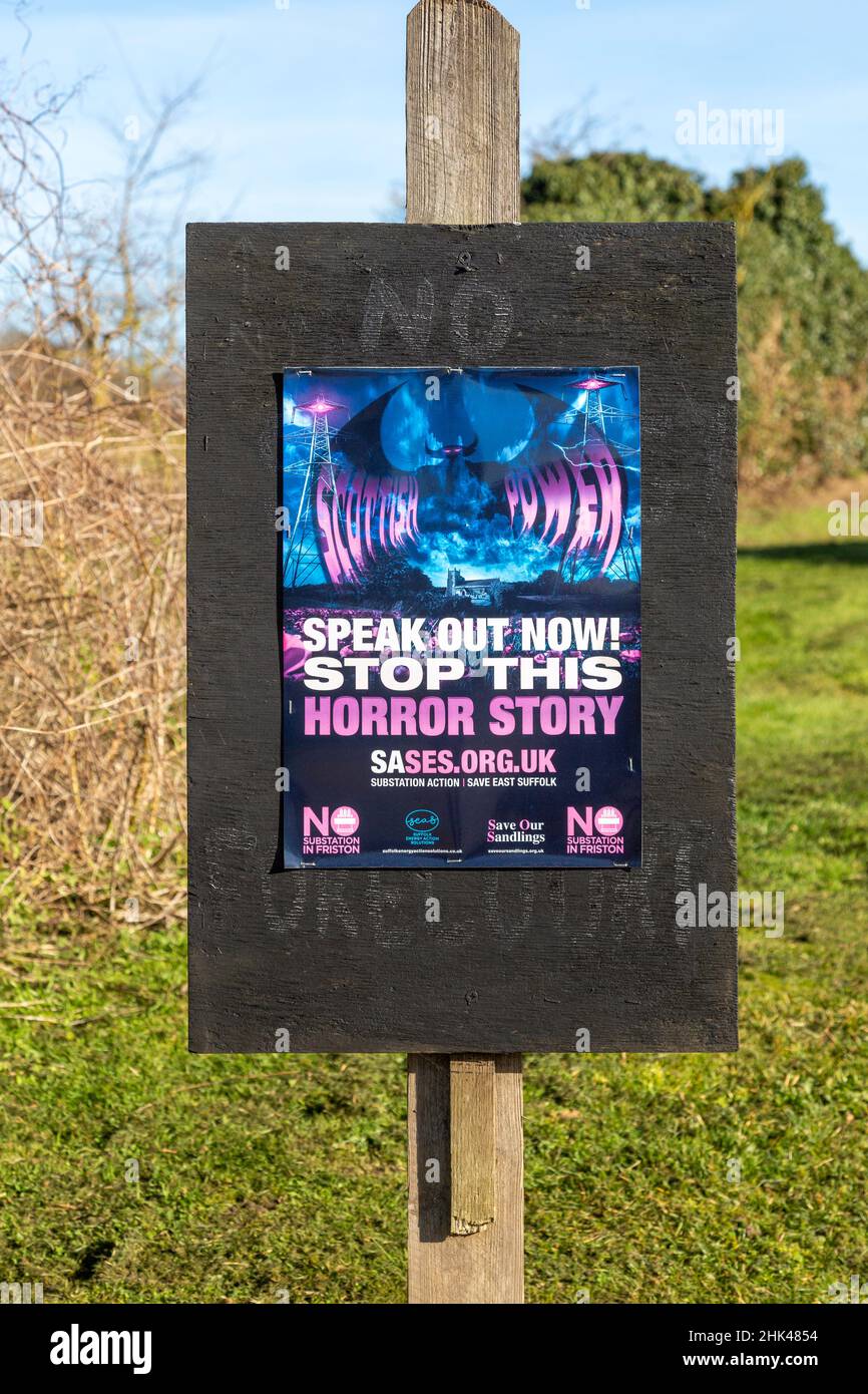 Protest campaign banner against Scottish Power and National Grid ...