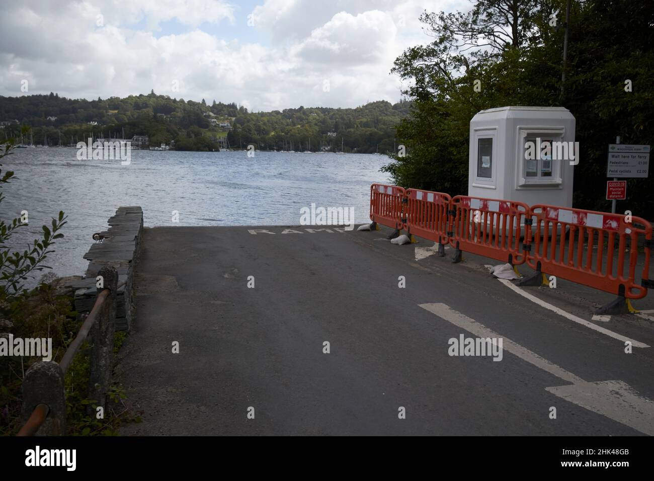 windermere ferry terminal at far sawrey looking across to bowness-on ...