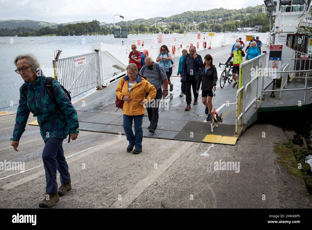 foot passengers disembarking windermere ferry terminal at far sawrey ...