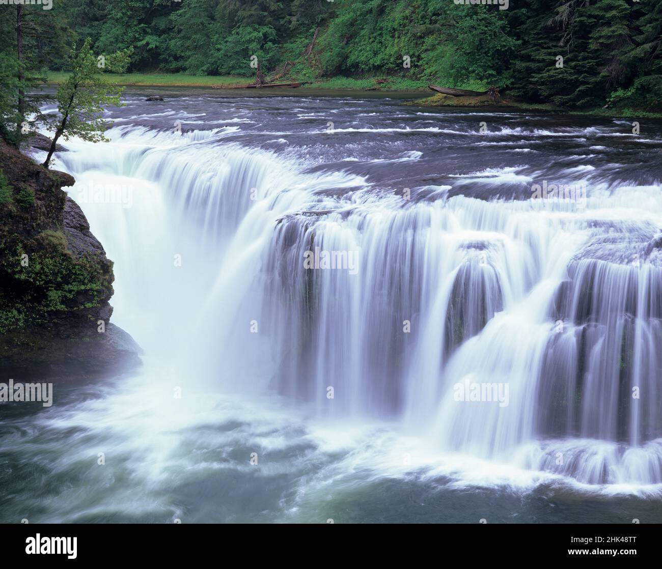 Washington State, Lower Lewis Falls, the Lewis River cascades over the ...