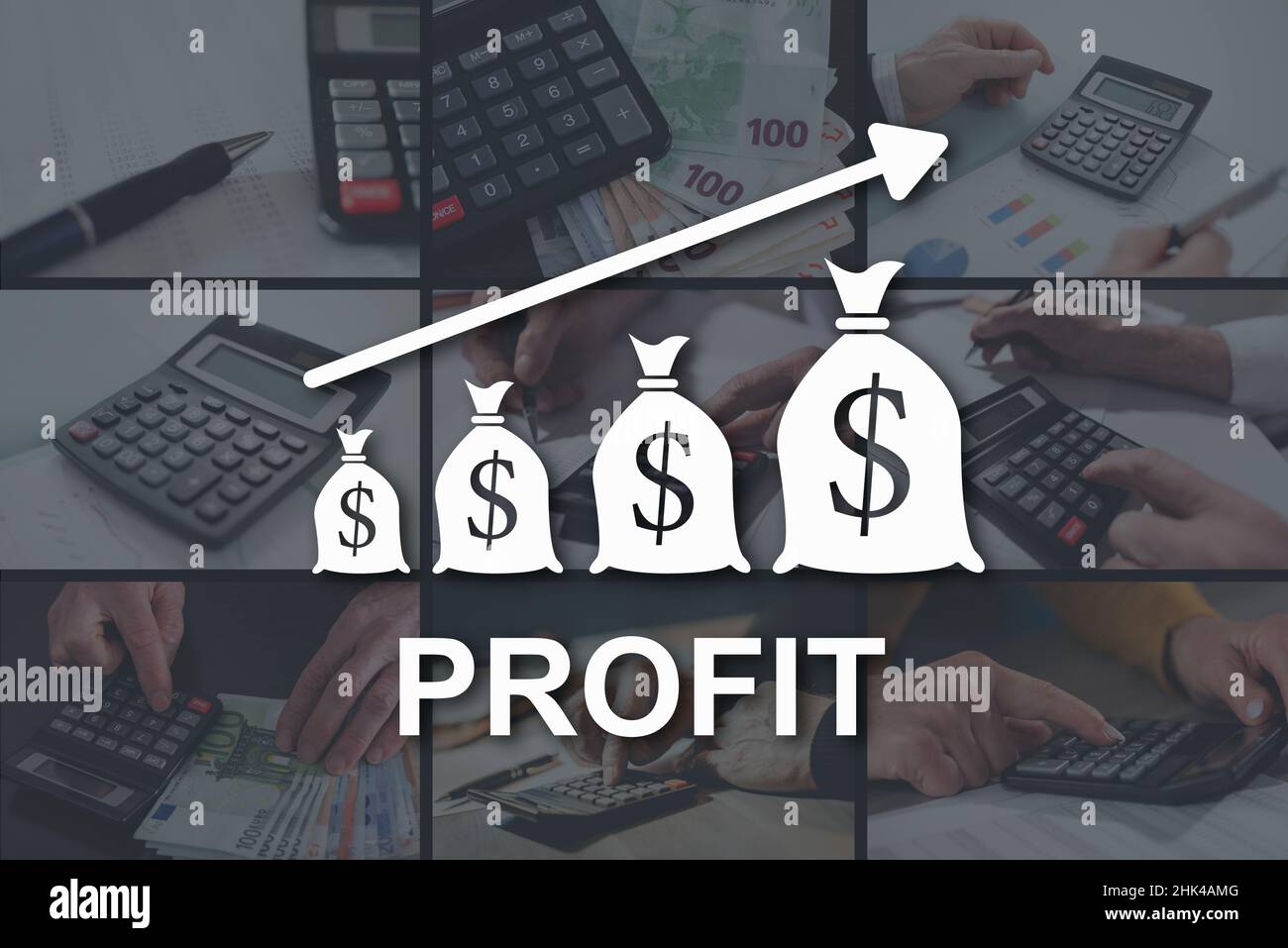 Profit concept illustrated by pictures on background Stock Photo - Alamy