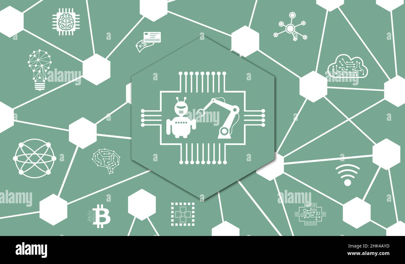 Concept of digital disruption with connected icons Stock Photo - Alamy