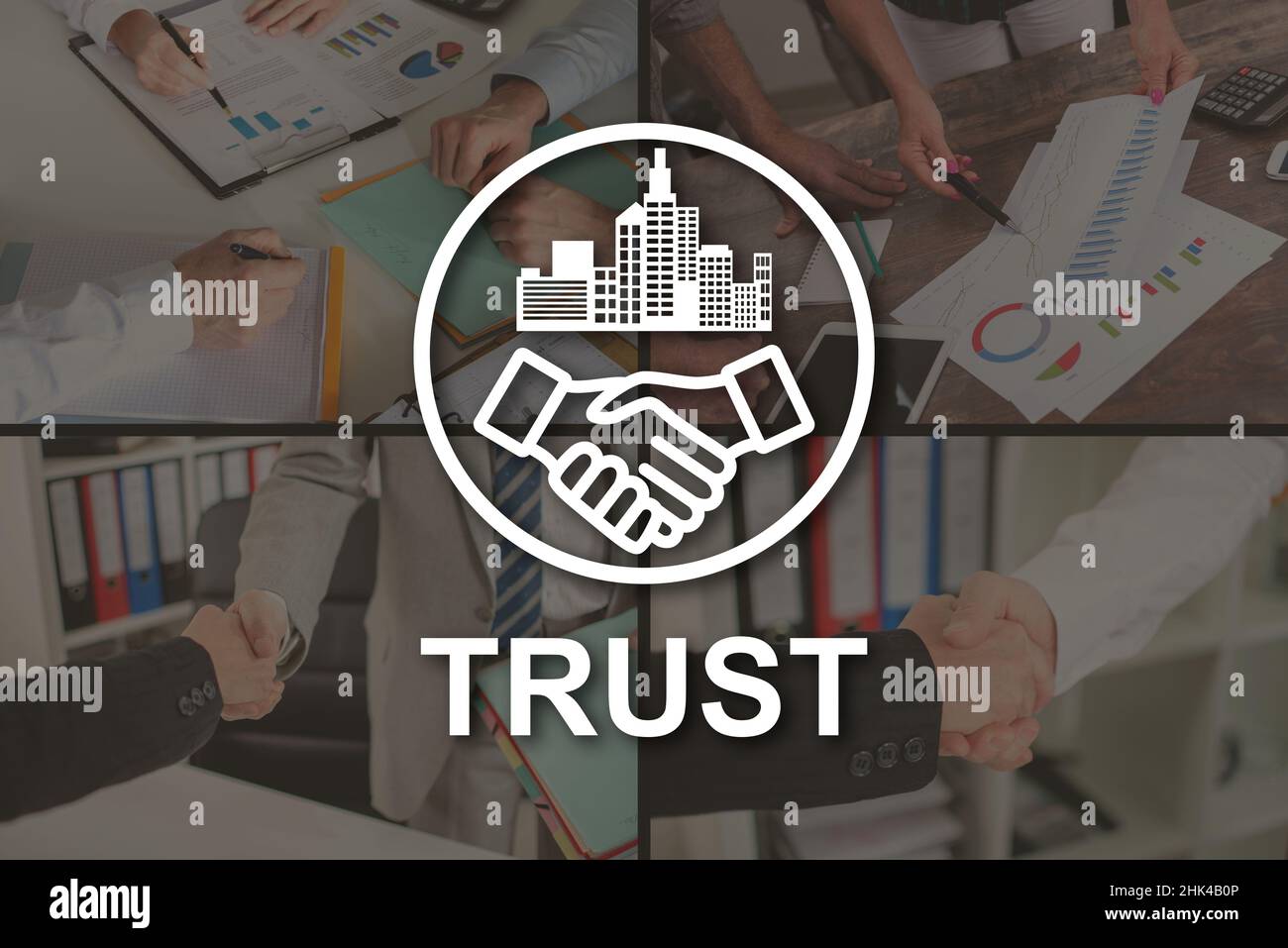 Trust concept illustrated by pictures on background Stock Photo - Alamy