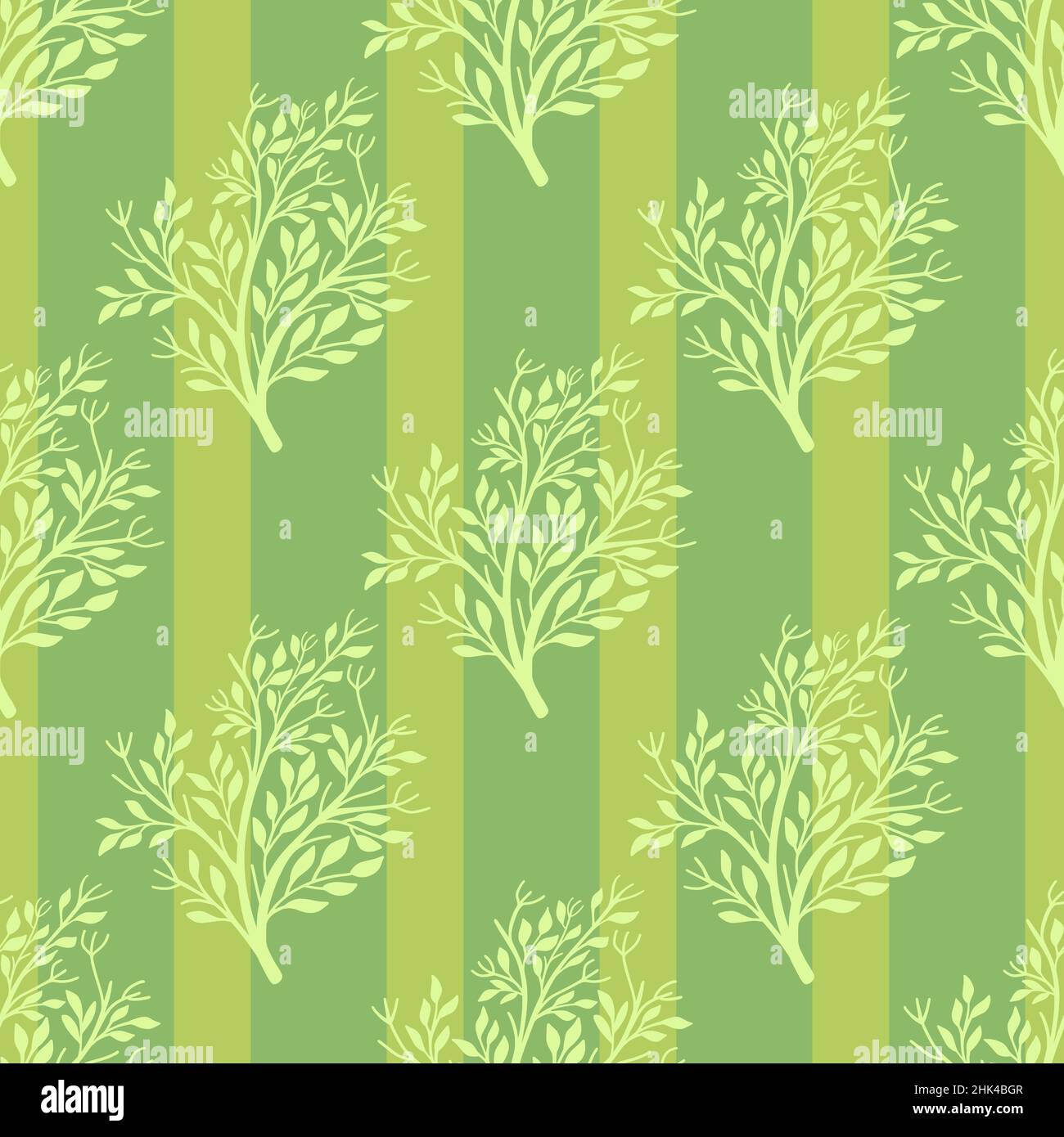 Organic forest seamless pattern with doodle tree silhouettes shapes ...