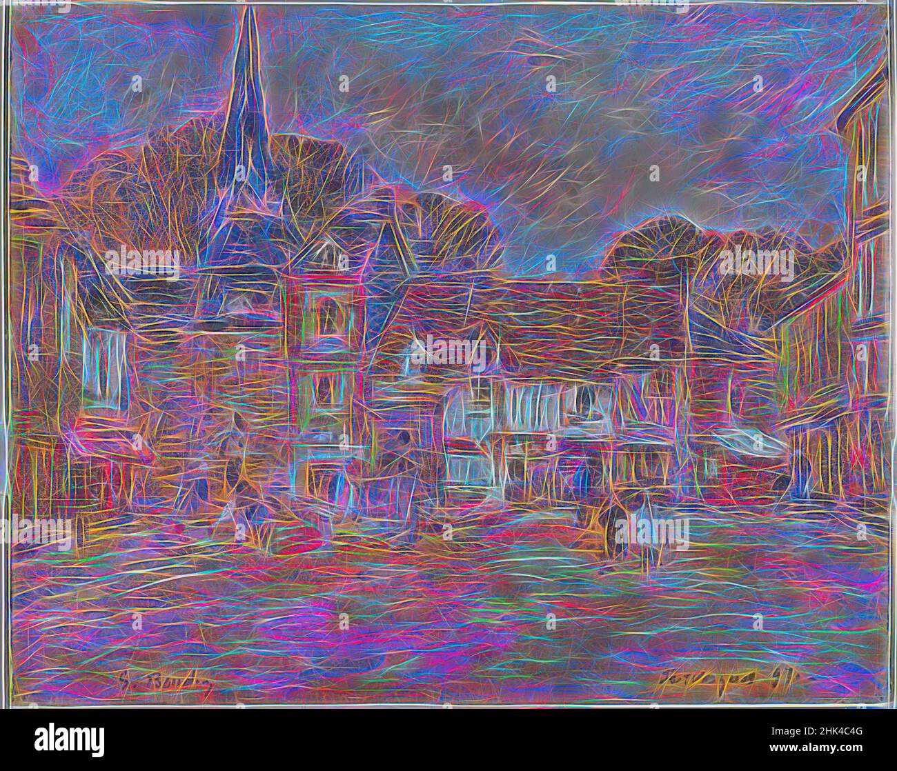 Inspired by Village Square, Fervaques, Normandy, Eugène Louis Boudin ...