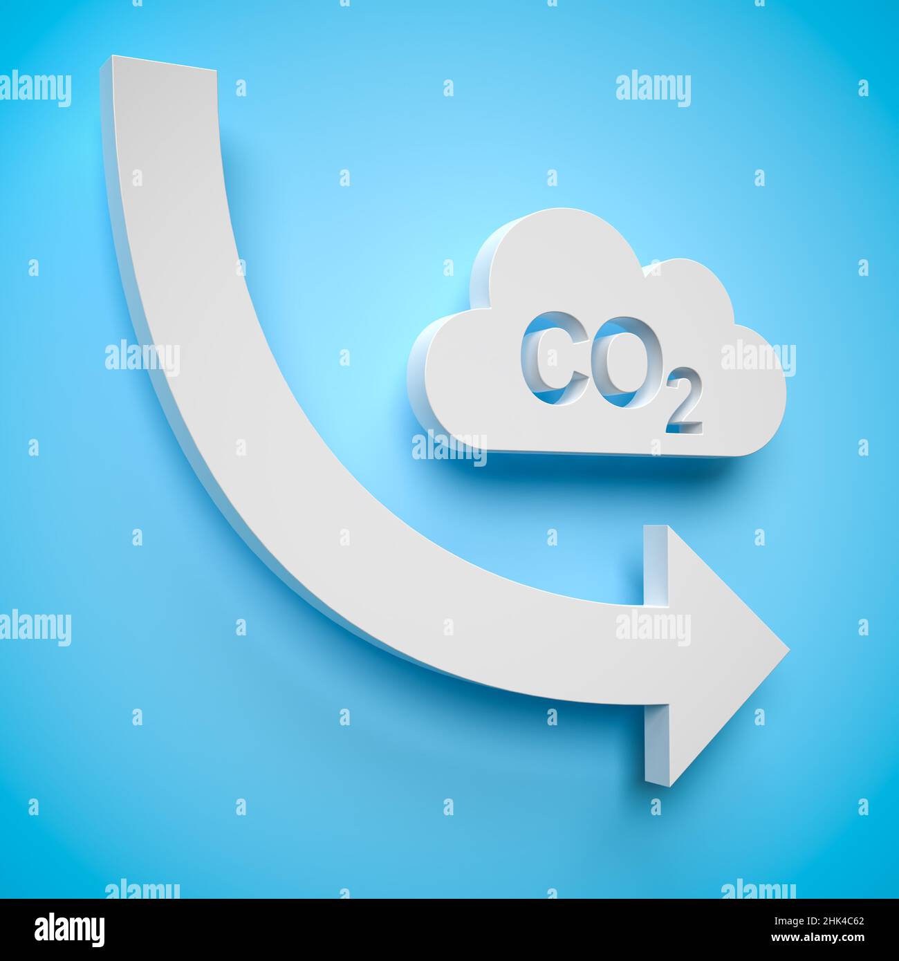 CO2 reduction concept. A cloud shaped object with the word CO2 punched ...