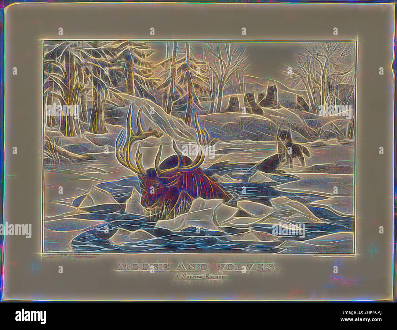 Inspired by Moose and Wolves, A Narrow Escape, Currier & Ives, American ...