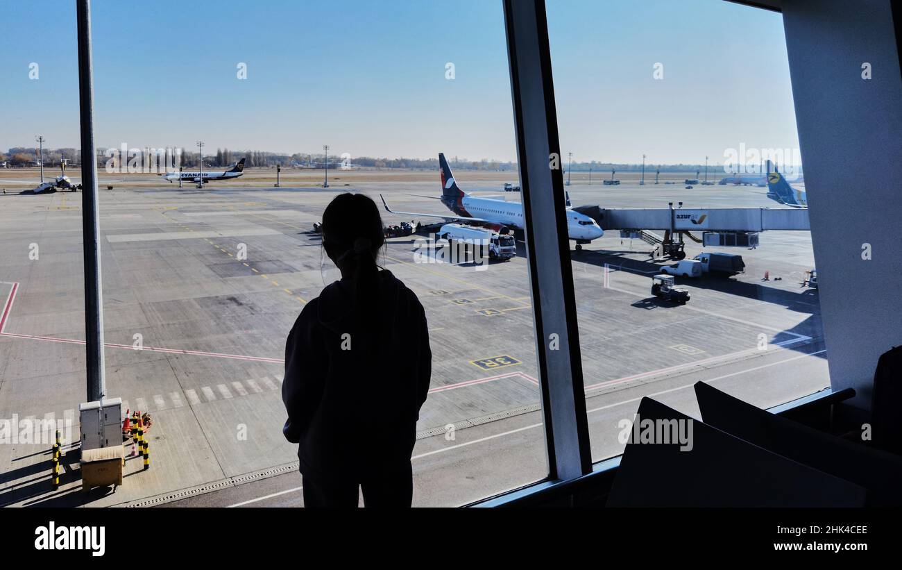 Boryspil, Ukraine - January 31, 2022: Airport panoramic view. Airport ...