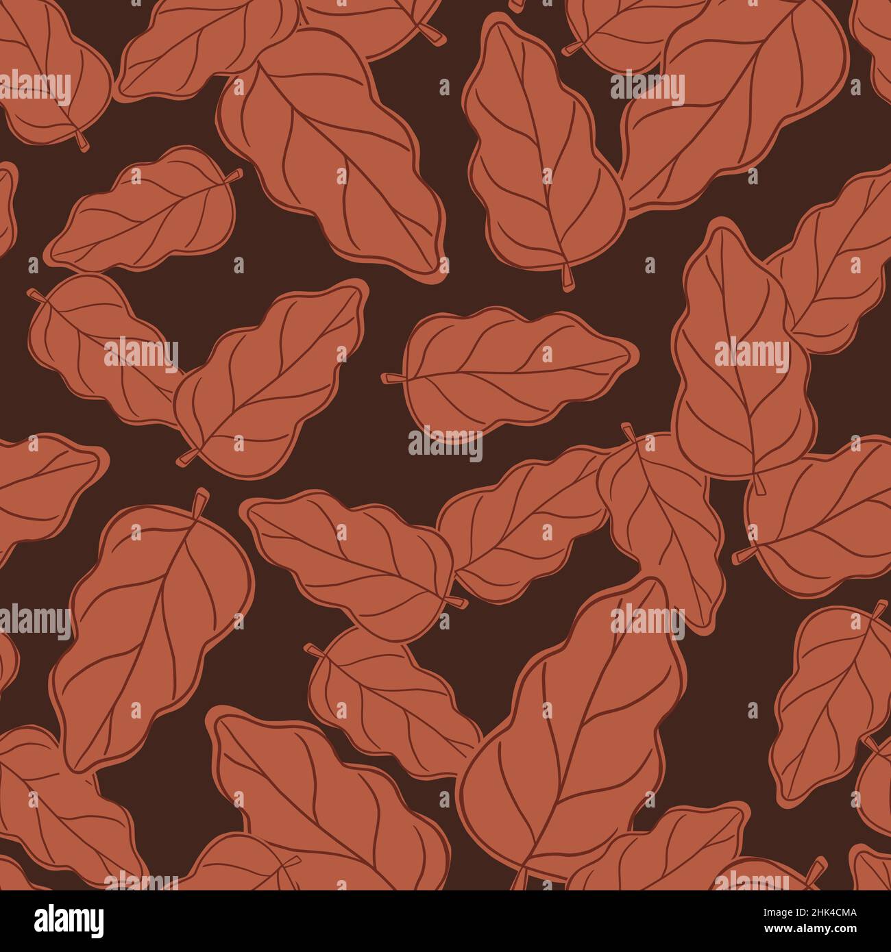 Autumn seamless foliage botany pattern with random oak leaf ornament ...