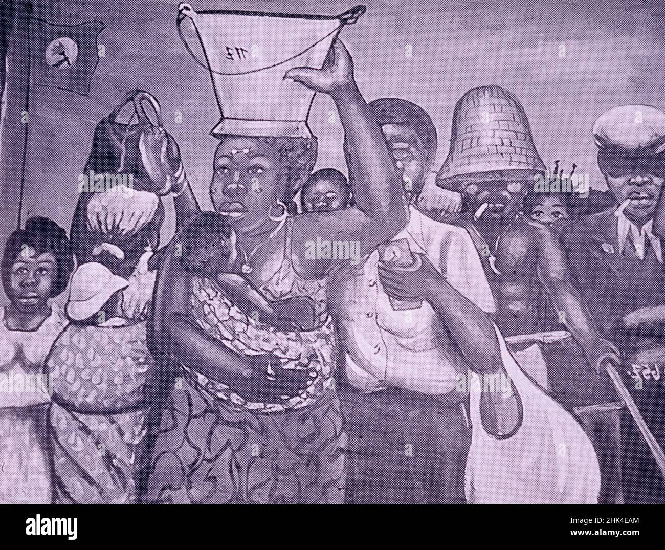 Martet Scene, Artwork by Nigerian contemporary artist Moke Monsengwo ...
