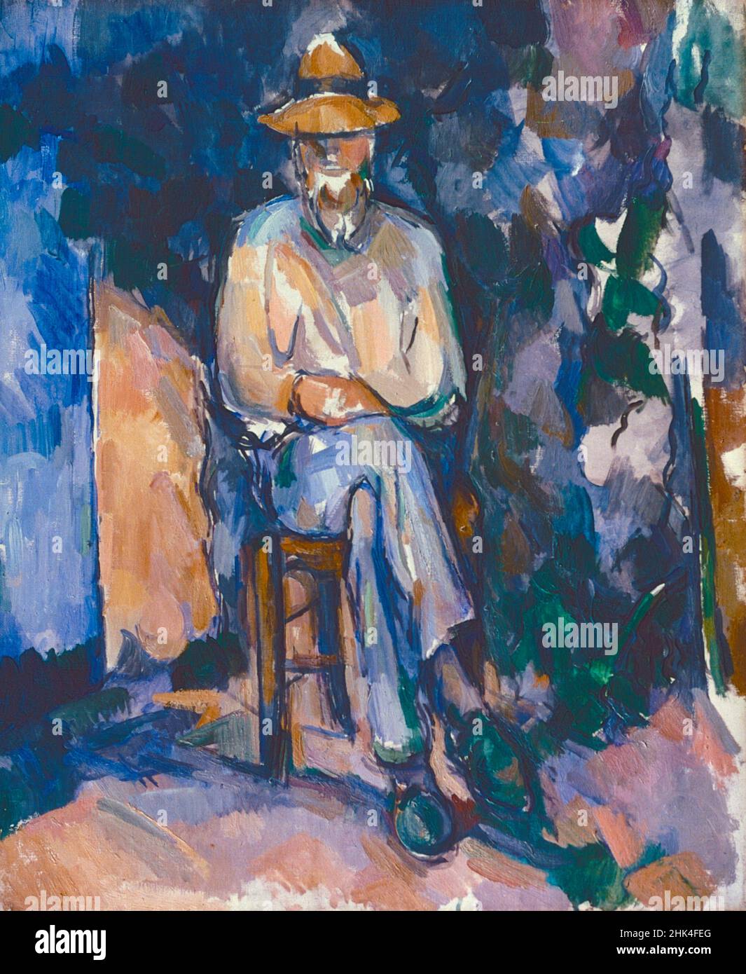Portrait of a seated man, painting by French artist Paul Cezanne, 1890s ...