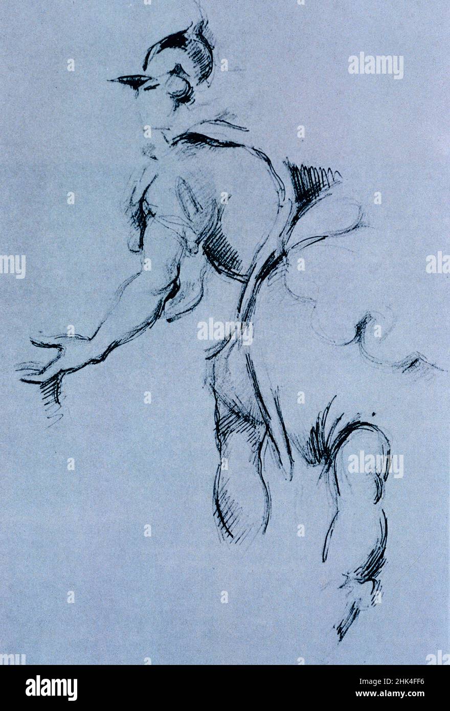 Allegoric figure after Rubens, drawing by French artist Paul Cezanne ...