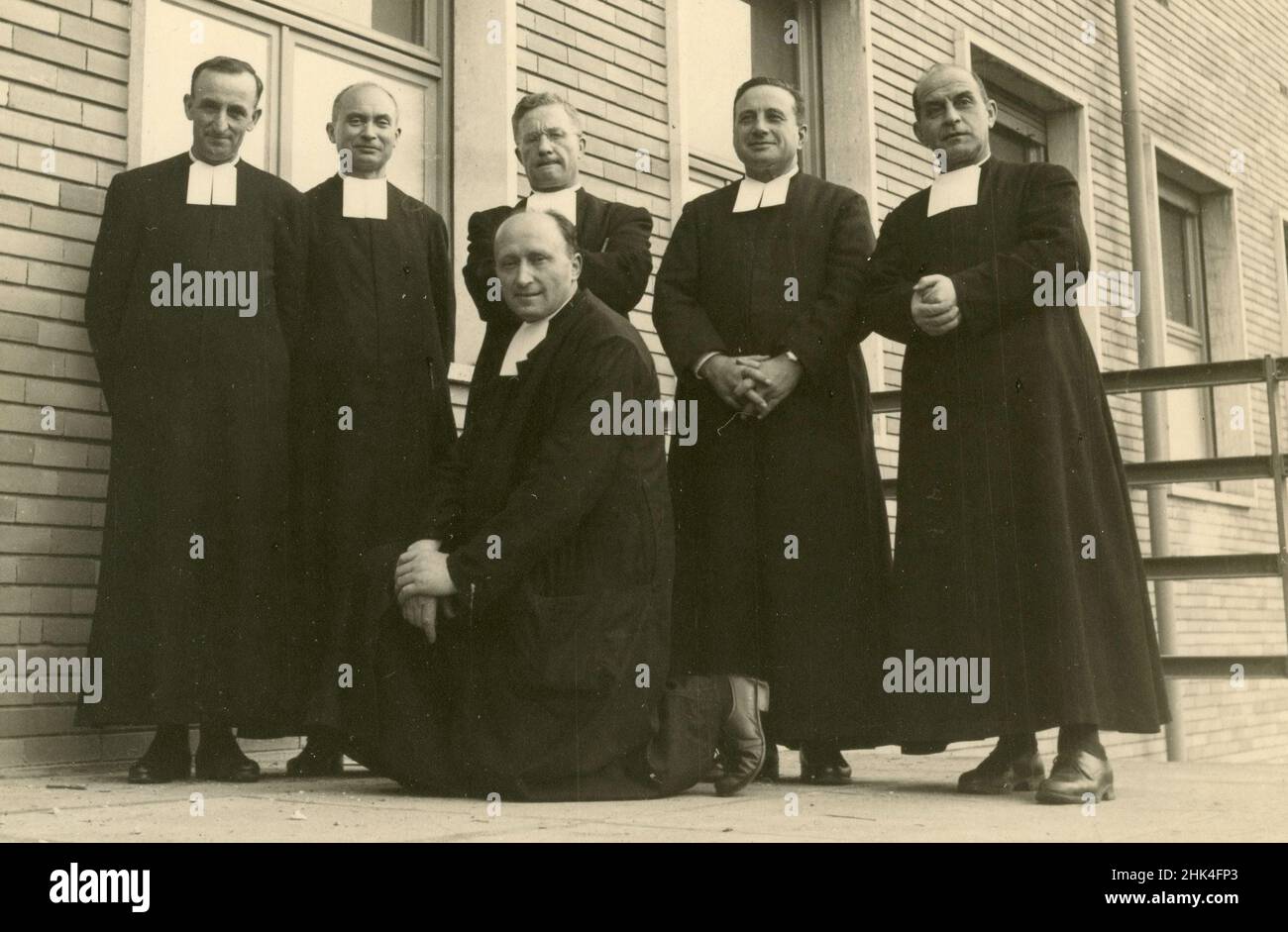 Gang of Priests in the terrace of the Monastery, Italy 1950s Stock ...