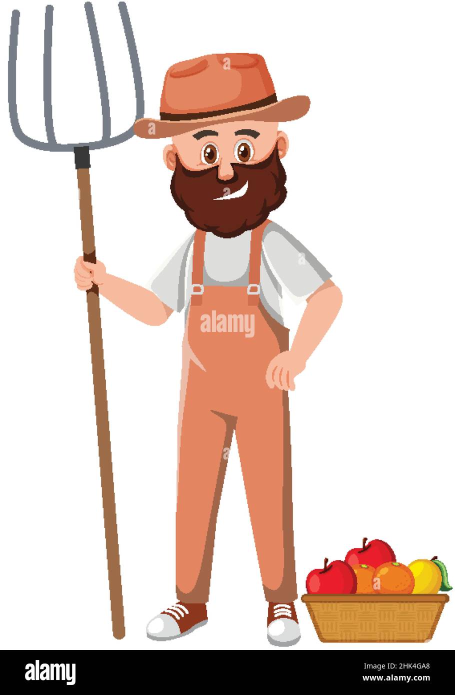 A farmer cartoon character on white background illustration Stock ...