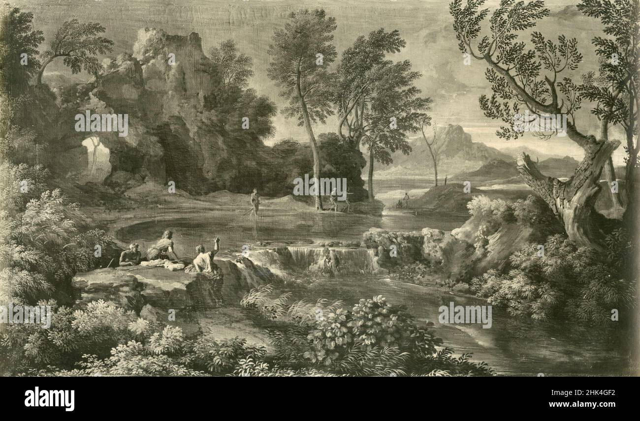 Landscape with Aniene River, painting by Italian artist Gaspard Poussin ...