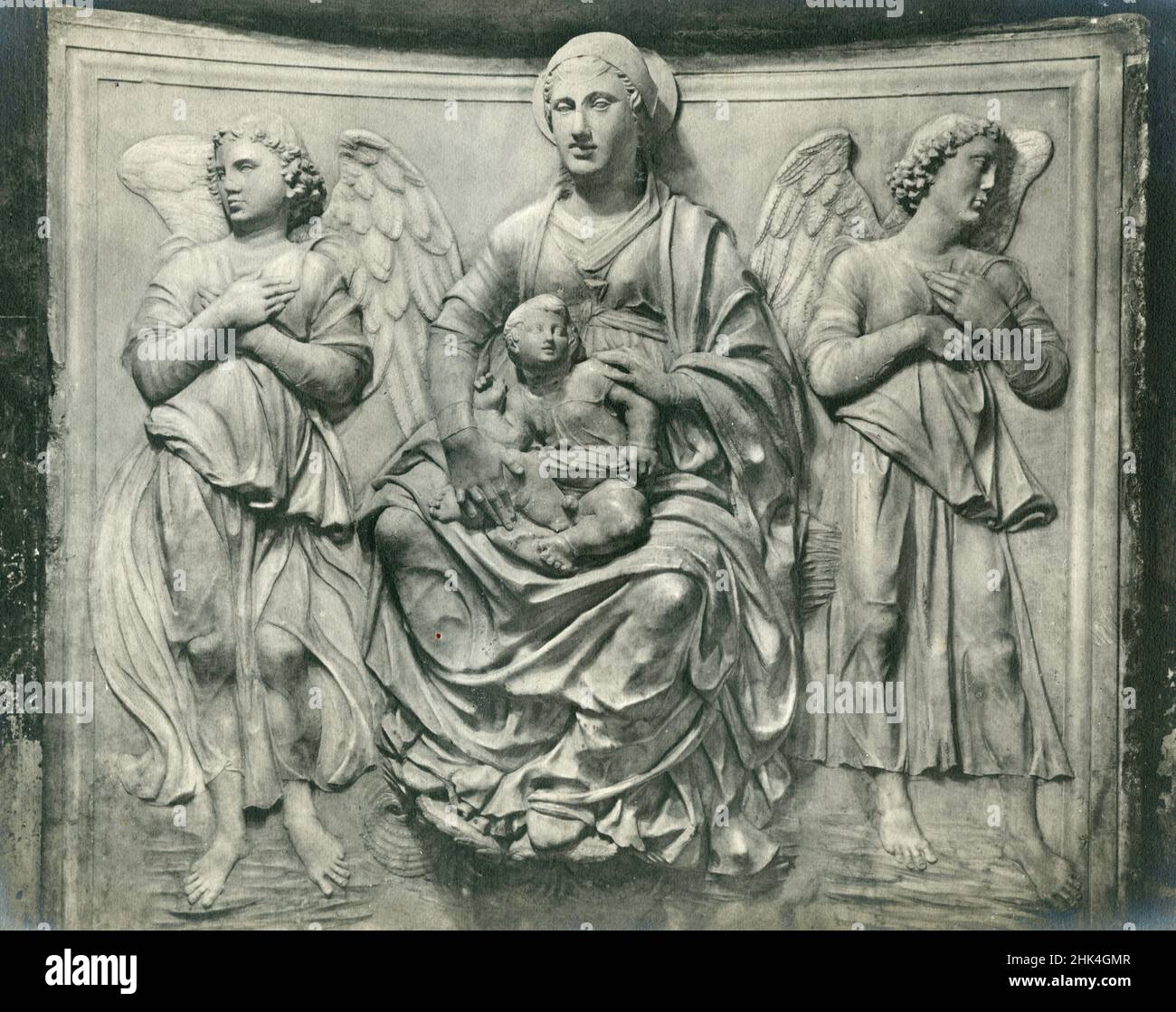 Tomb of Cardinal Berardo Eroli, Madonna with child and two angels, Bas ...