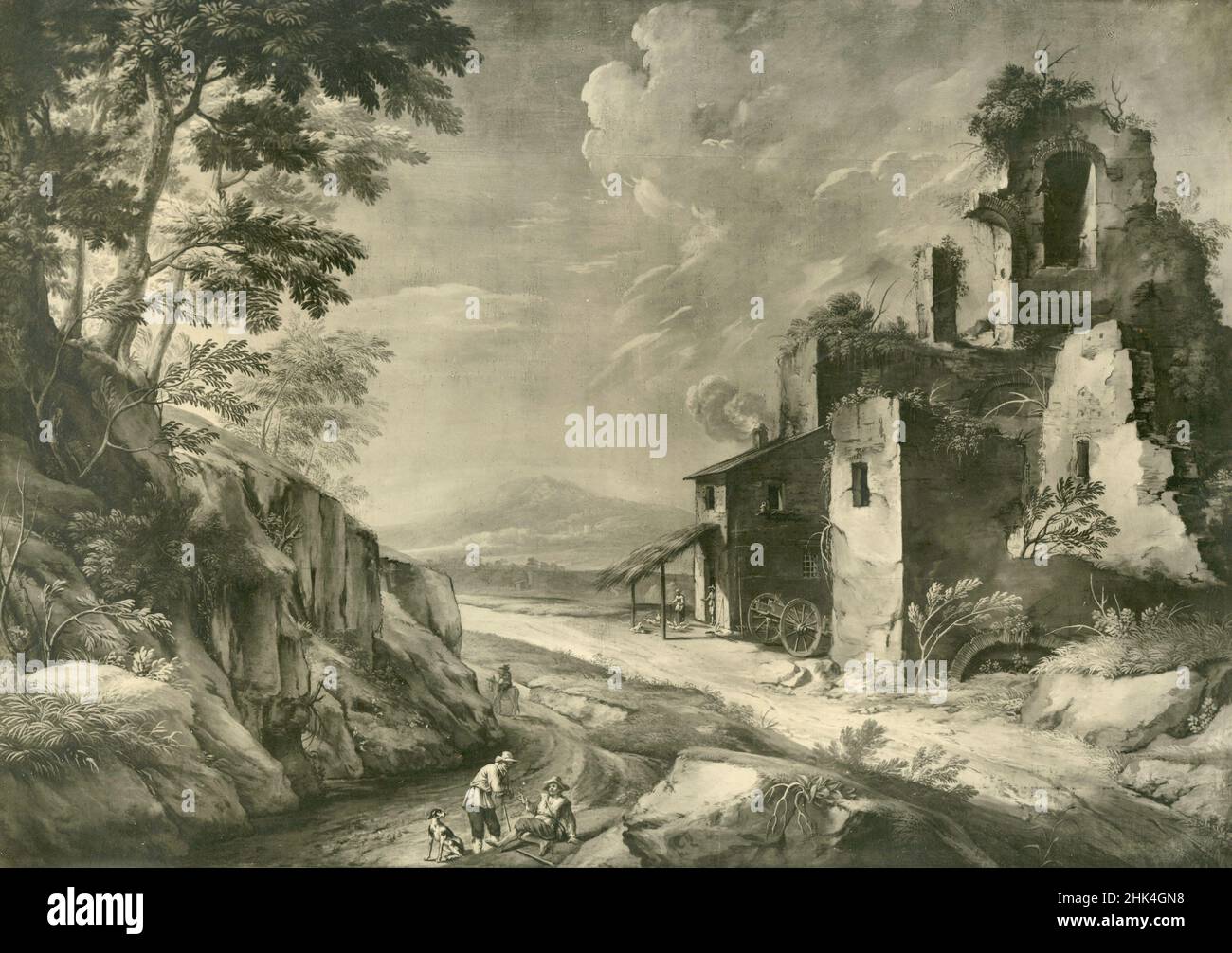 Landscape, painting by Italian artist Gaspard Poussin, Rome, Italy ...