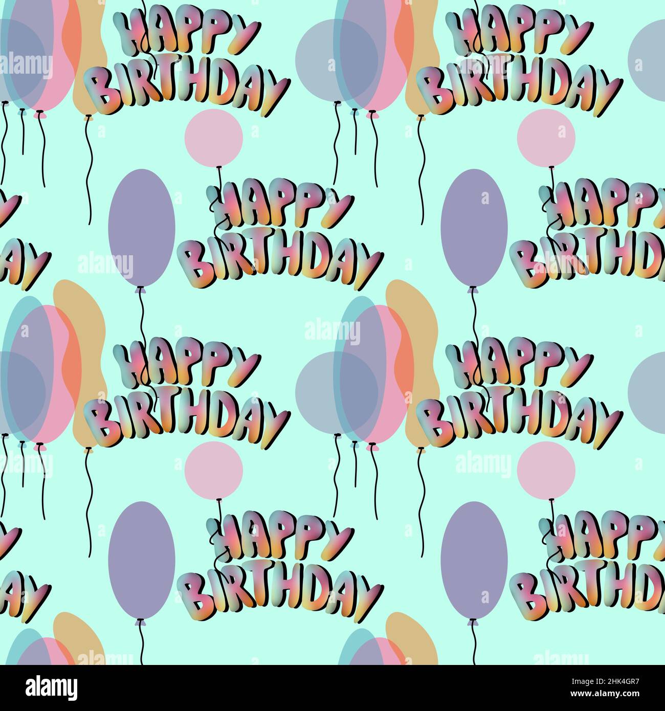 Seamless birthday pattern with balloons on mint background Stock Photo ...