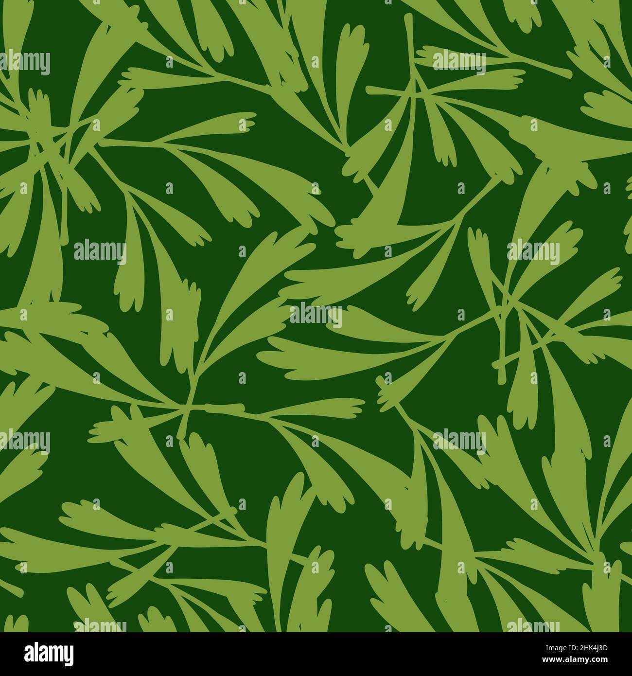 Herbal random seamless nature pattern with doodle leaves silhouettes ...