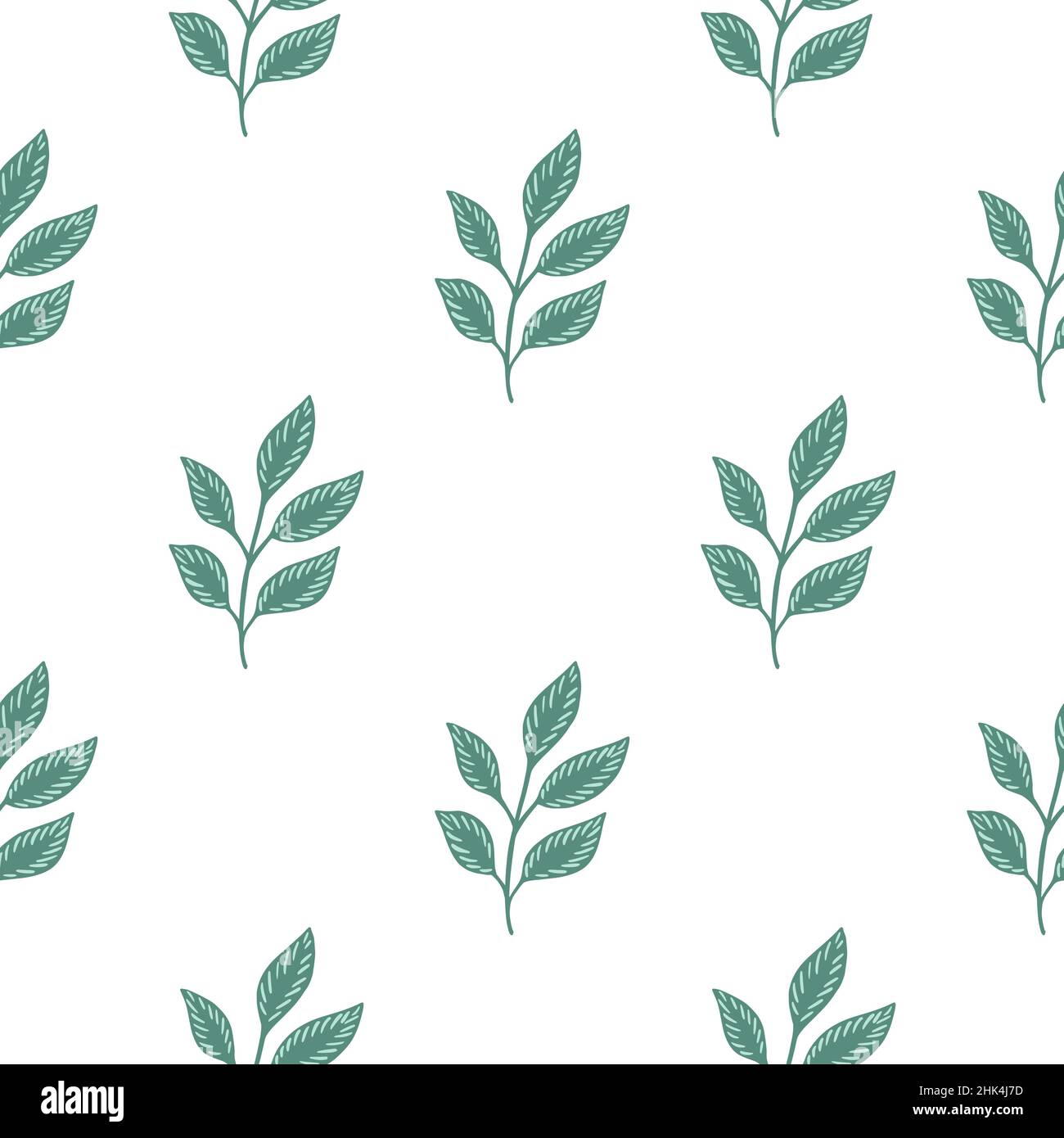Isolated floral seamless pattern with blue leaf branches shapes. White ...