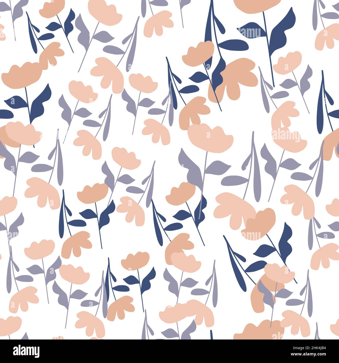 Hand drawn isolated seamless pattern with random pink and blie abstract ...