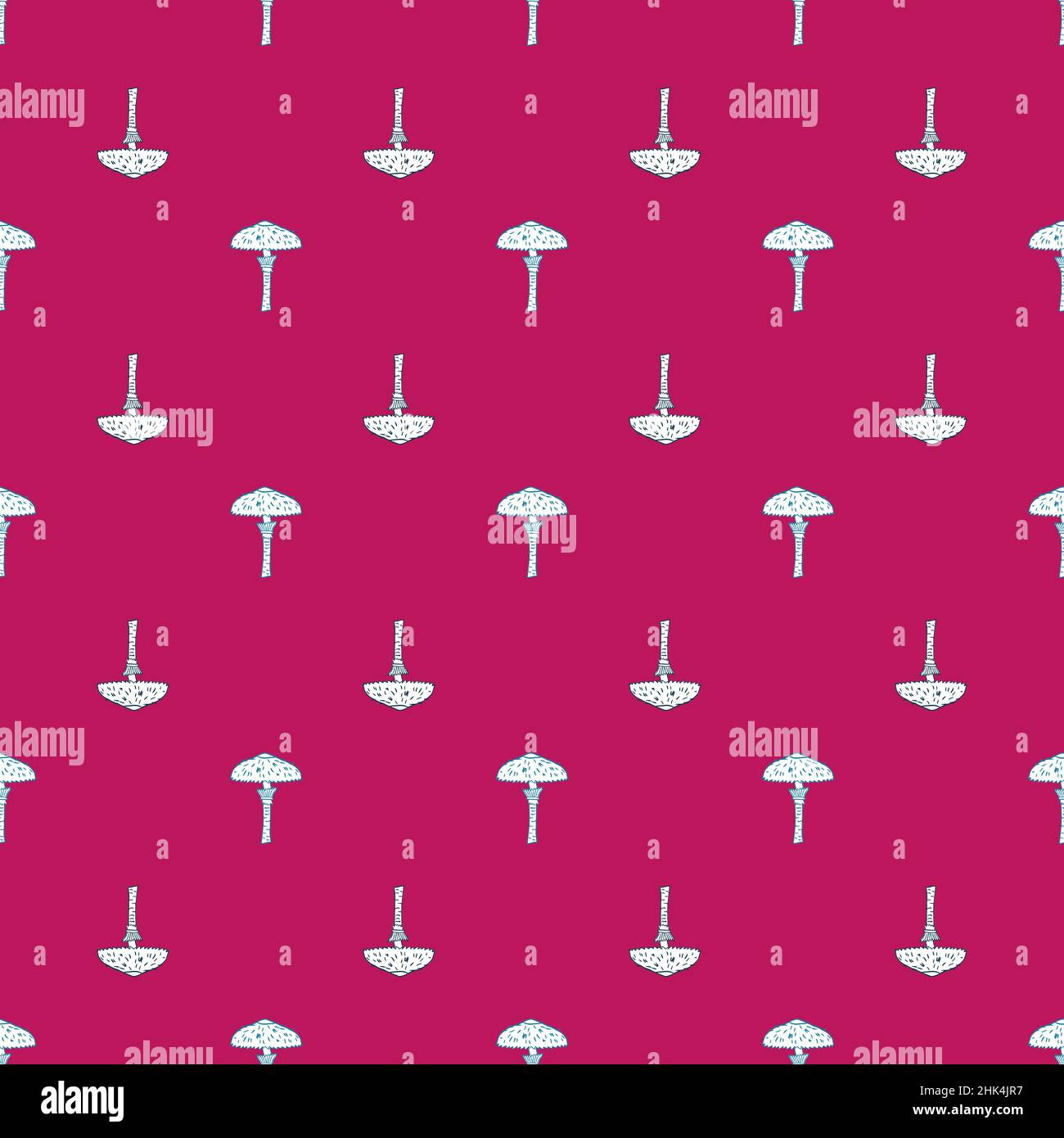 Abstract style funny fall seamless pattern with little outline mushroom ...