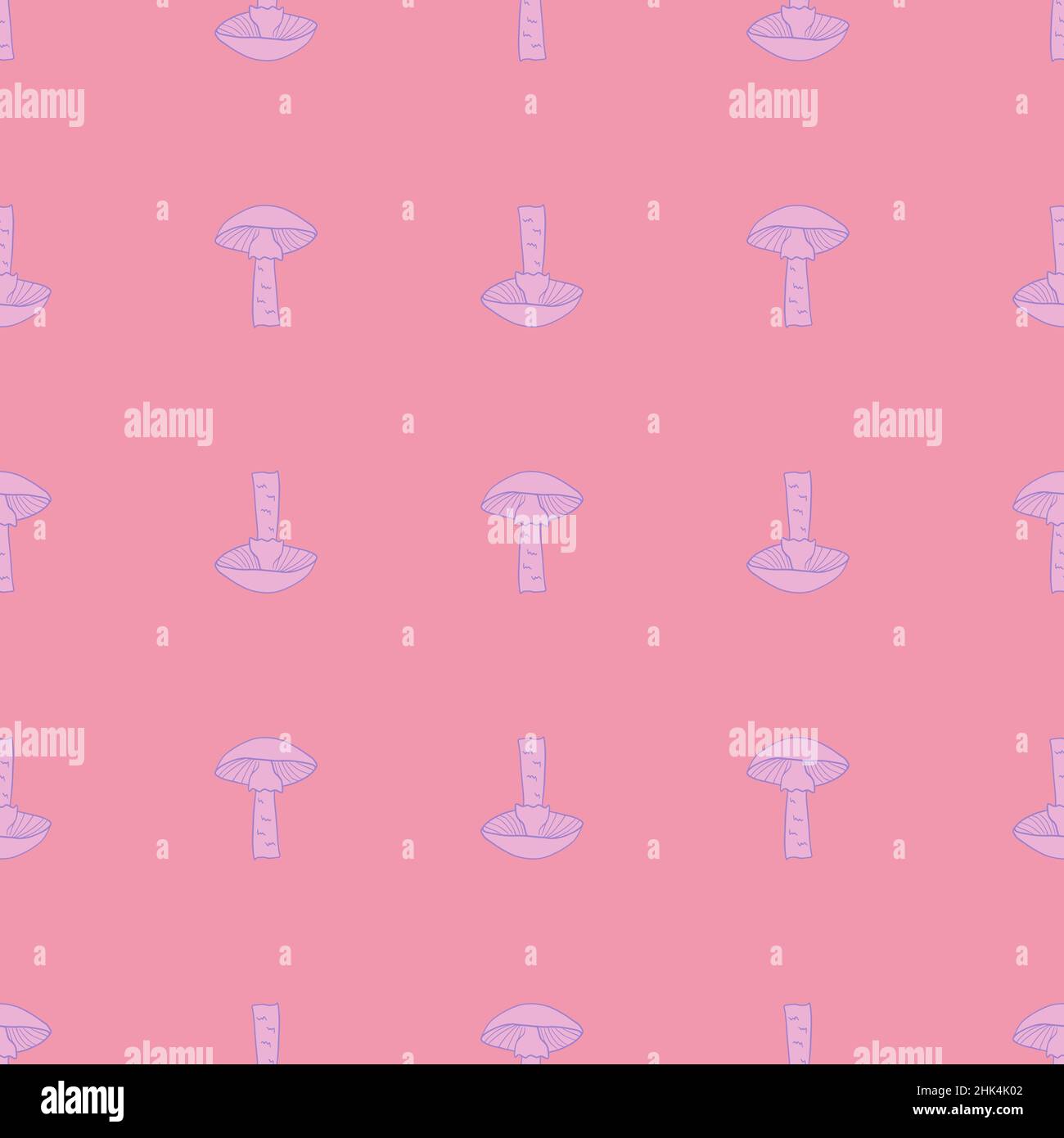 Contoured light purple mushroom ornament seamless pattern. Pink ...