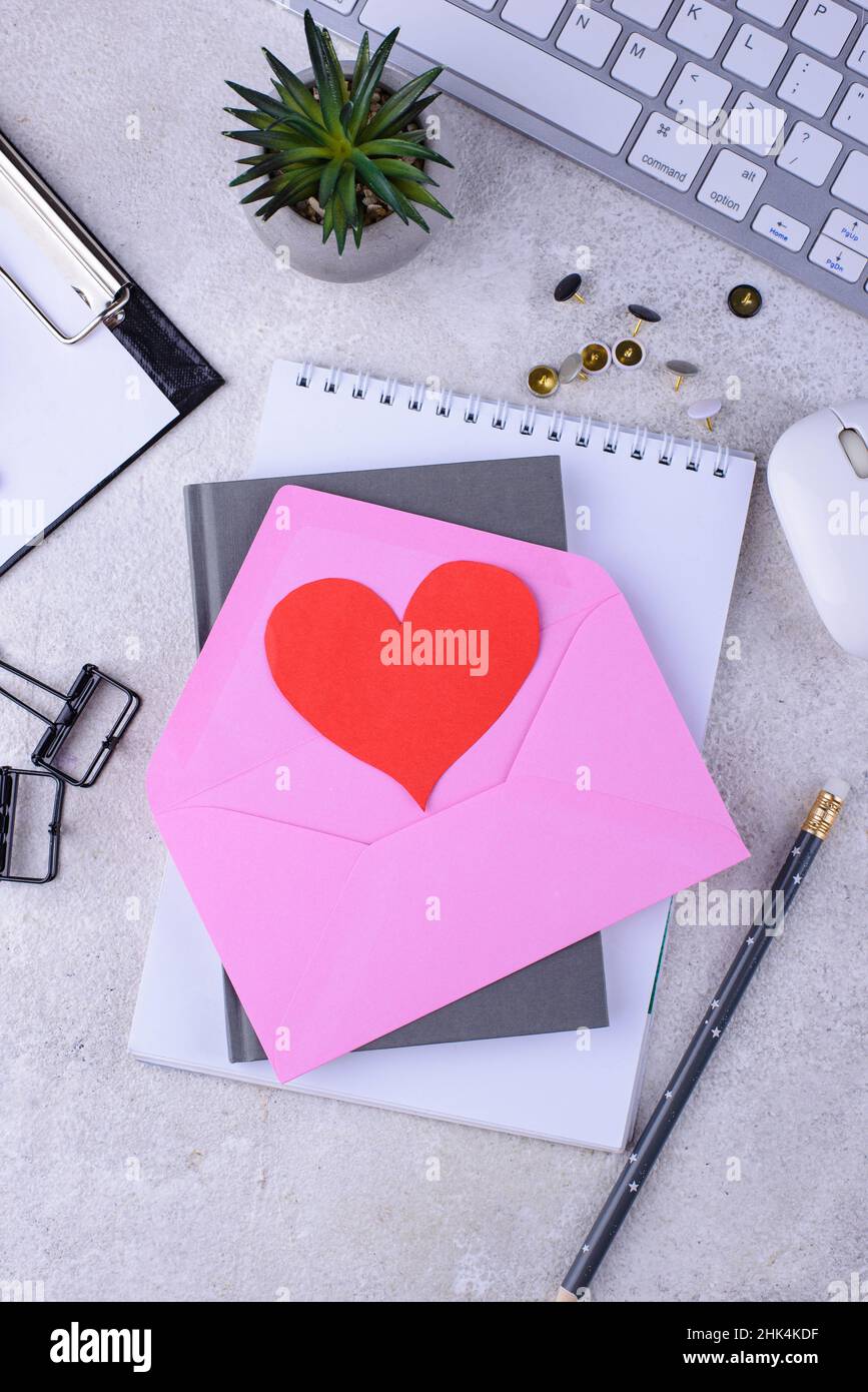 Valentine day concept in office desk Stock Photo - Alamy