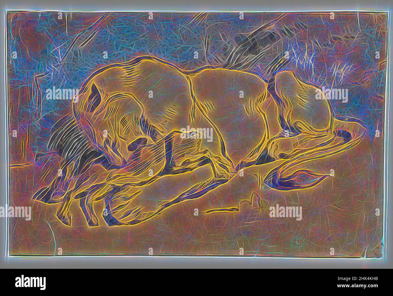 Inspired by Lioness Devouring a Rabbit, Eugène Delacroix, French, 1798 ...