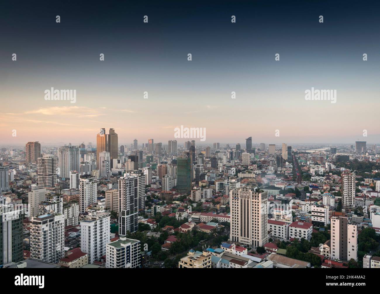central Phnom Penh city modern urban skyscraper buildings skyline in ...