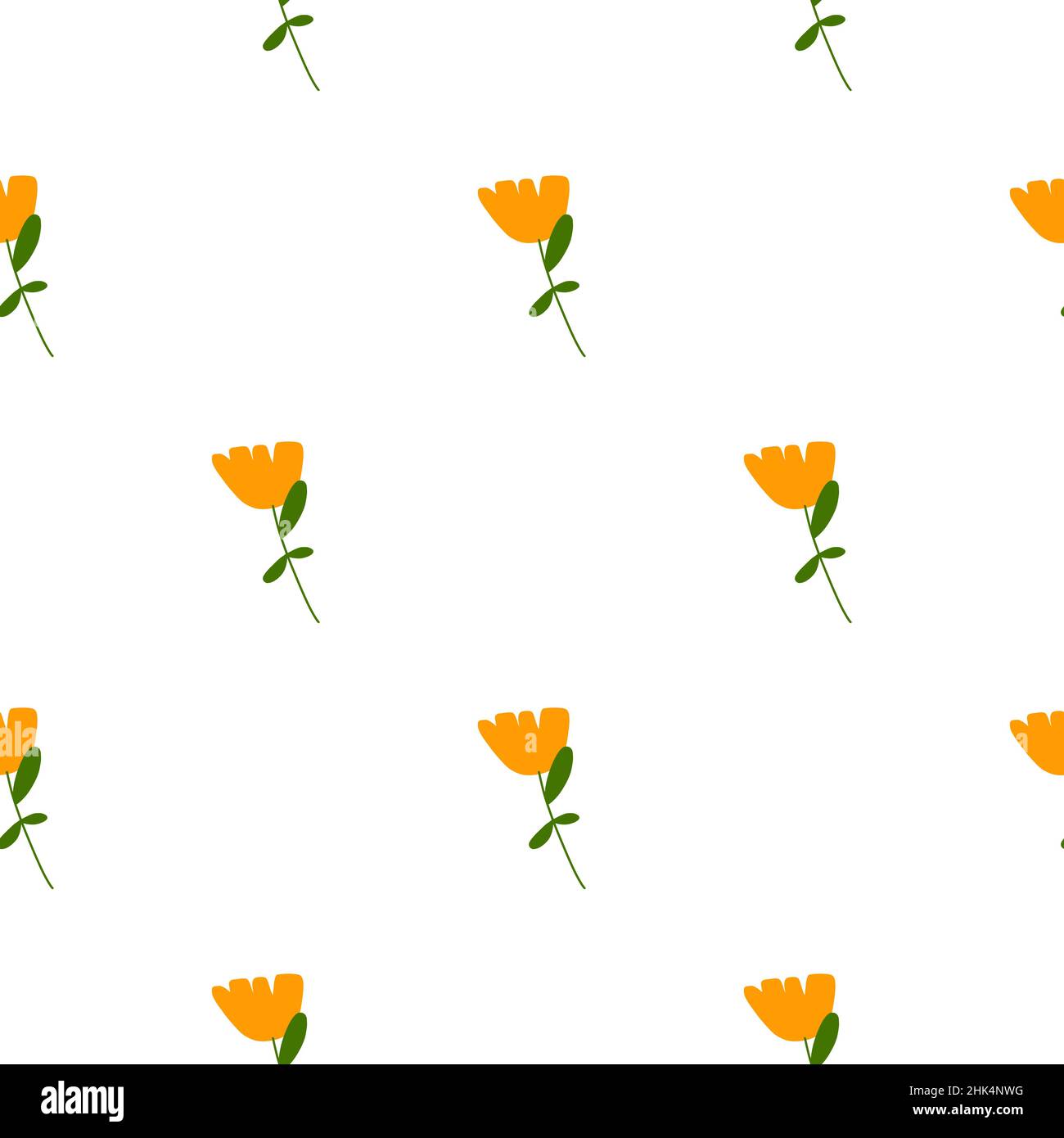Isolated seamless pattern with bright orange flowers shapes. White ...