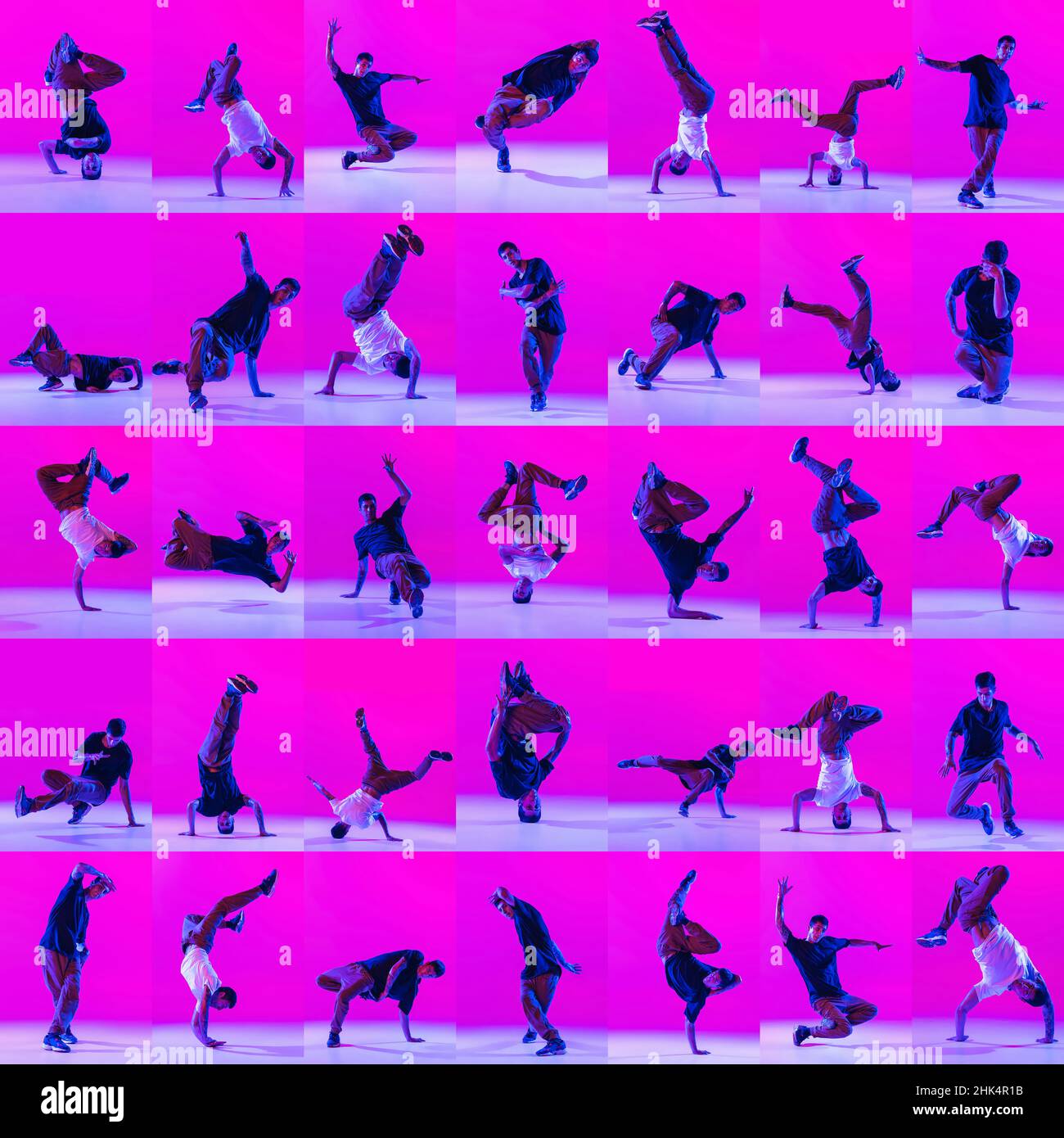 Poster with dancing man, break dancer in action, motion in modern ...