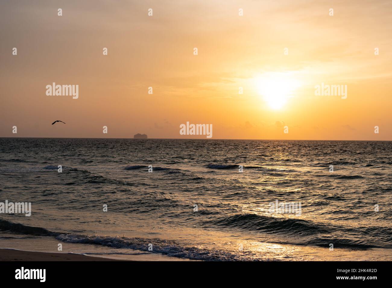 Seascape with sea waves rolling during sunset under evening sky Stock ...
